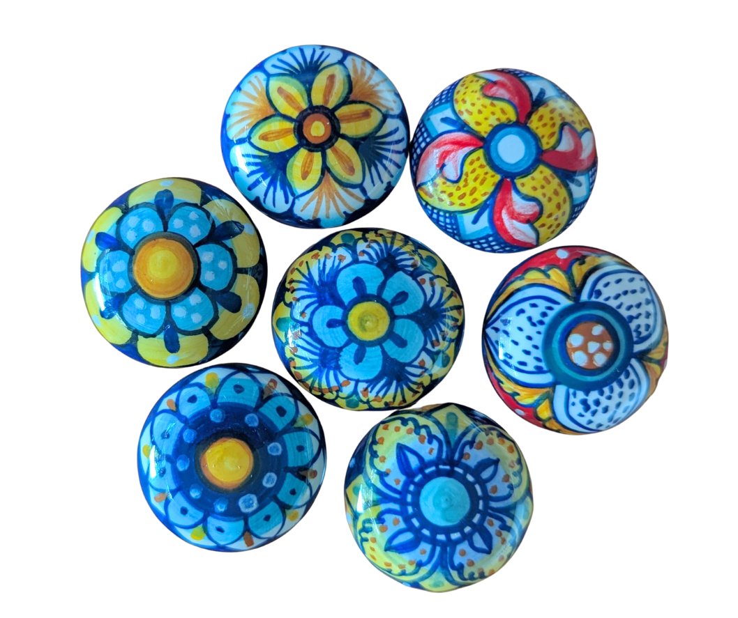 Round ceramic drawer and cabinet knobs - assorted designs - medium (40 – Paradiso Ceramics ...