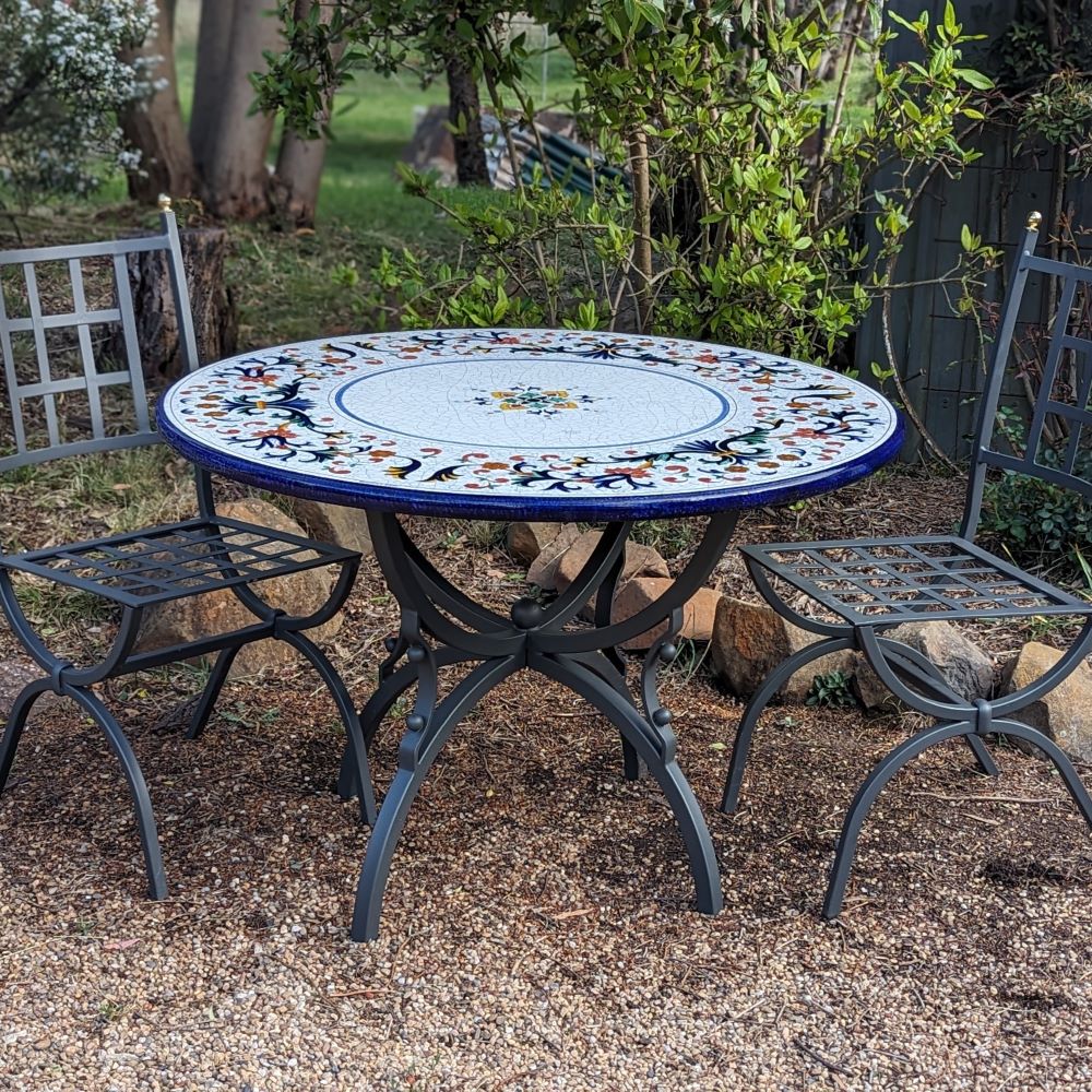 Volcanic stone table - 110cm diam - 'Ricco' – Paradiso Ceramics ...