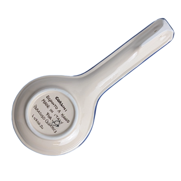 Spoon rest - Tuscan landscape with red poppies and navy blue edge ...