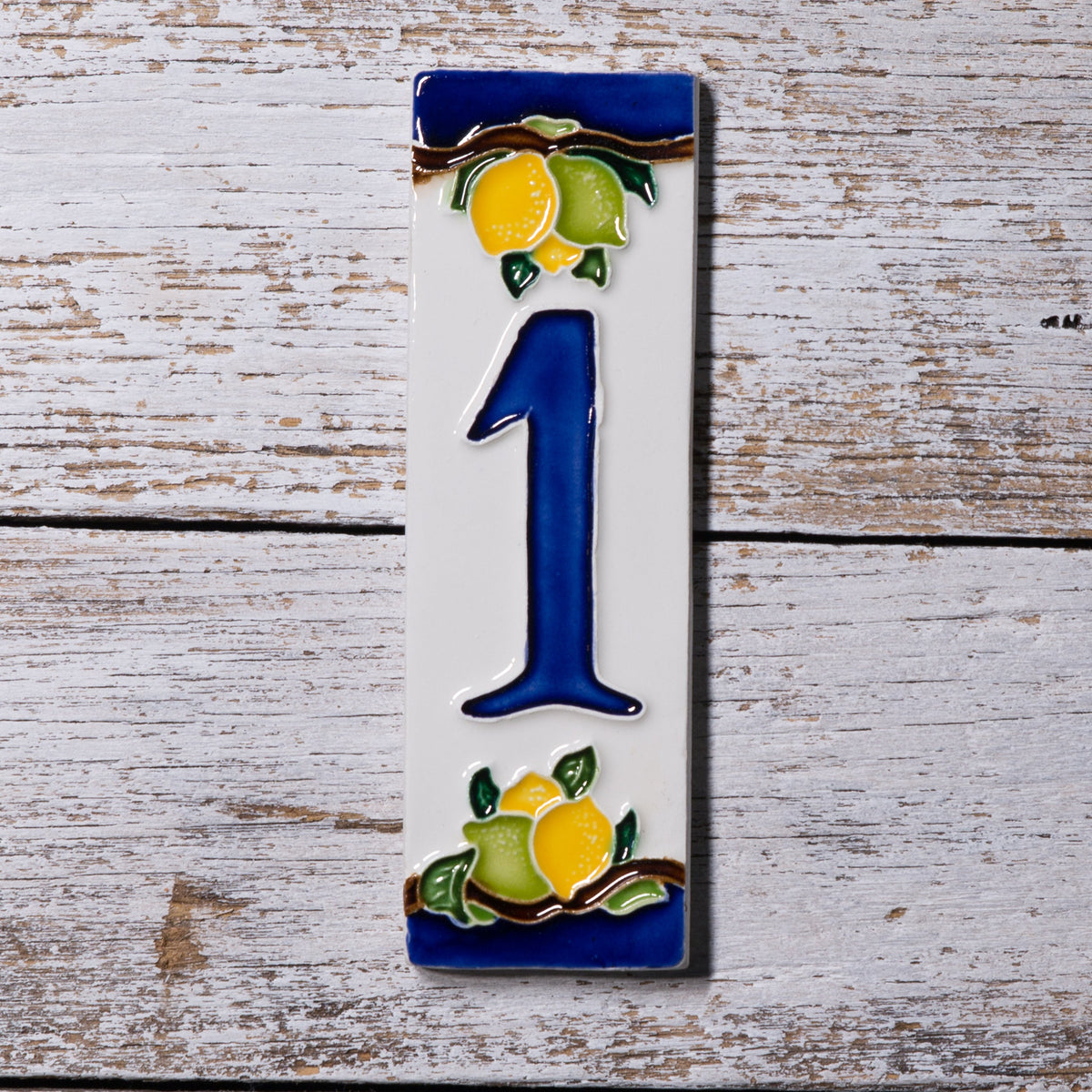 Ceramic number tile - lemon & blue – Paradiso Ceramics Australia ...